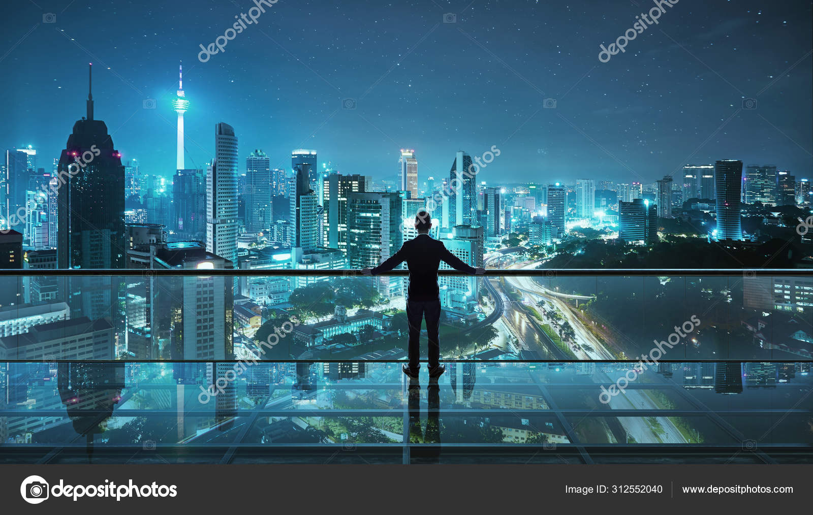 City Rooftop View At Night