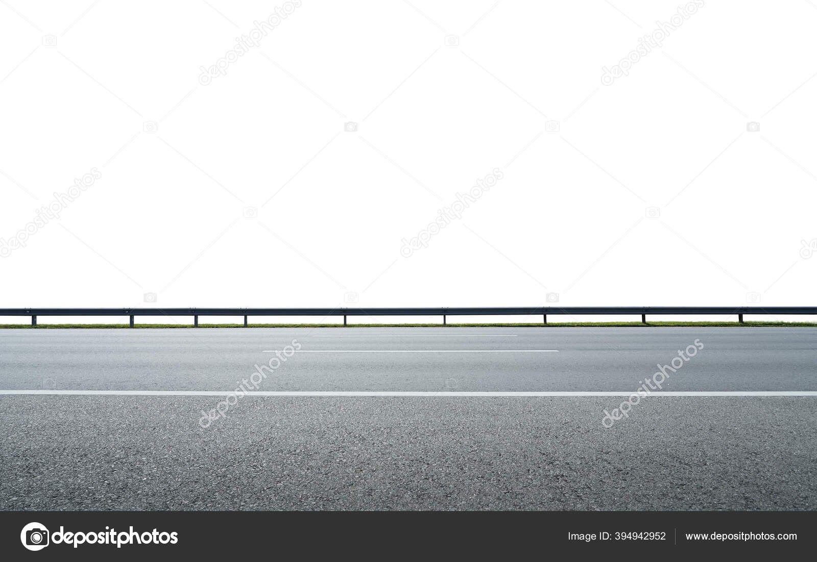 Asphalt Road Railings Isolated White Background Side Angle View — Stock ...