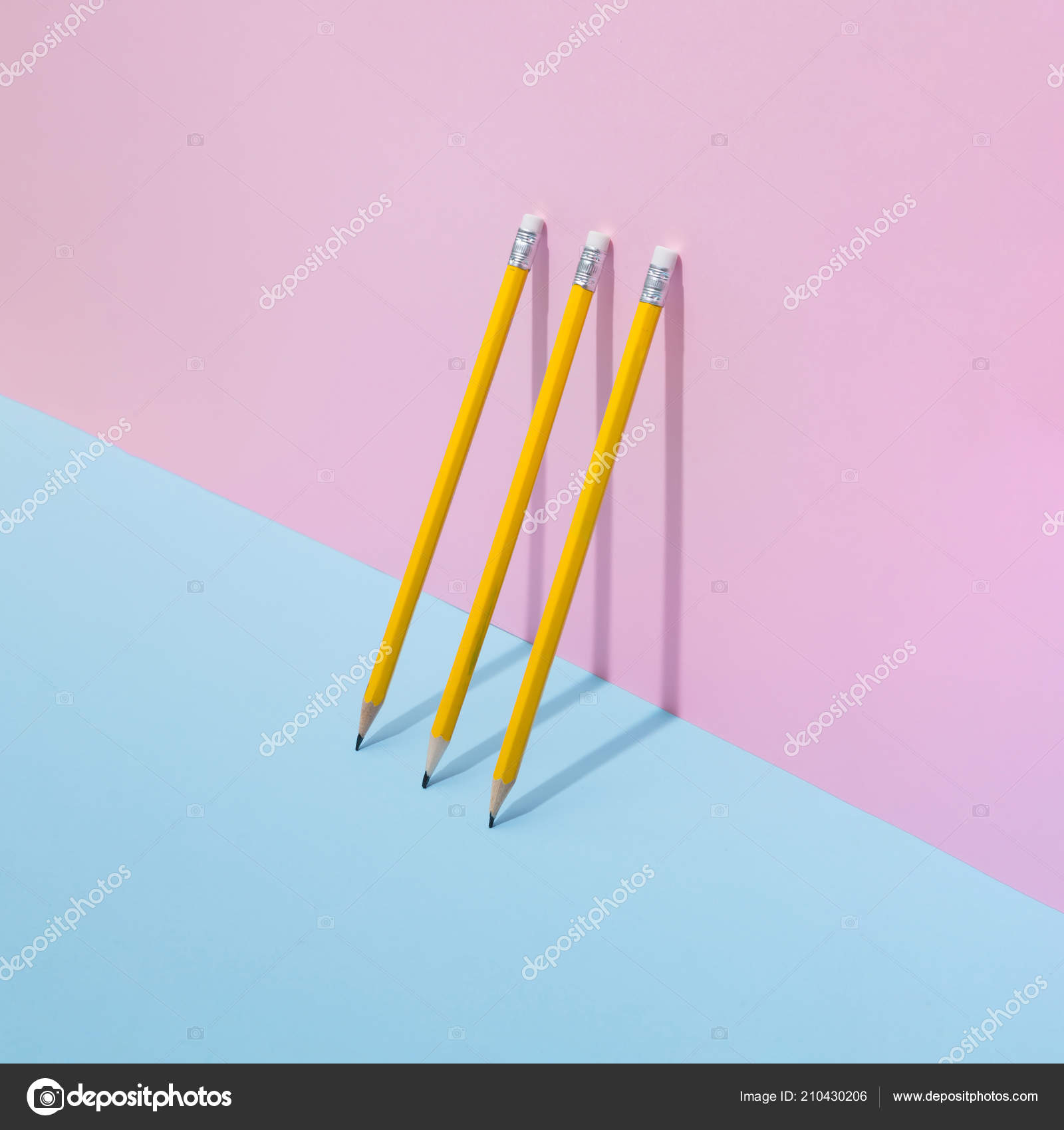 School Color Pencils Pastel Background Minimal Concept Art Stock Photo ...