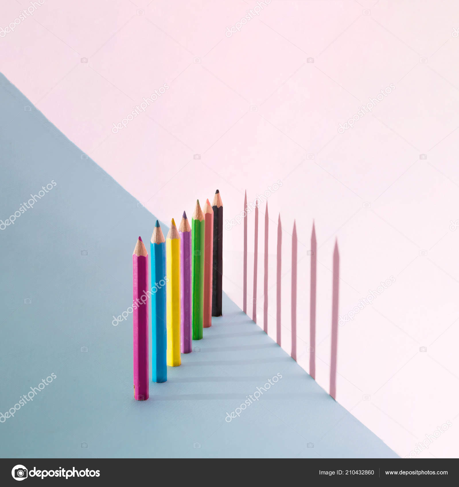 School Colorful Pencils Pastel Background Minimal Concept Art — Stock ...