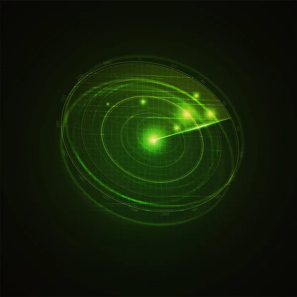 3d hud radar scanning the space . Military searching system blip . Navy ...