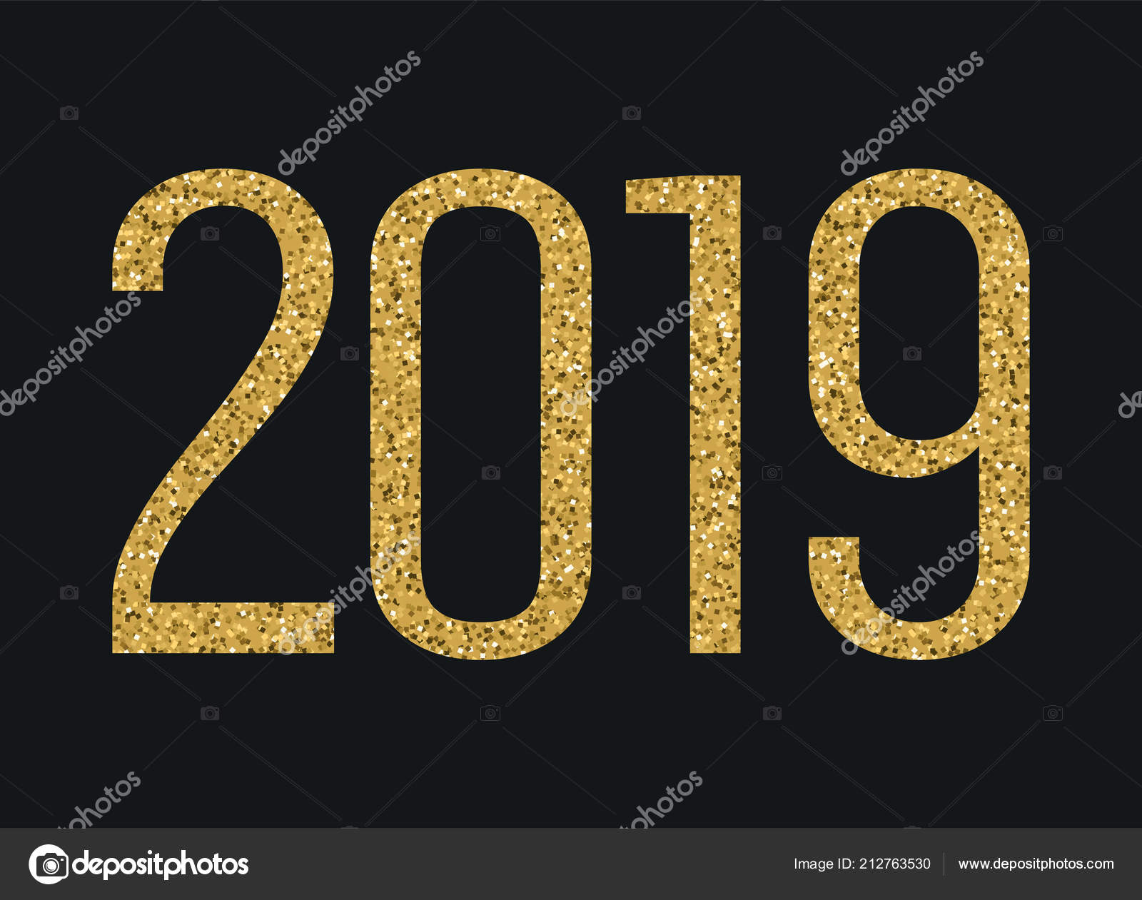 2019 year. Gold glitter numbers. Holidays vector design element for ...