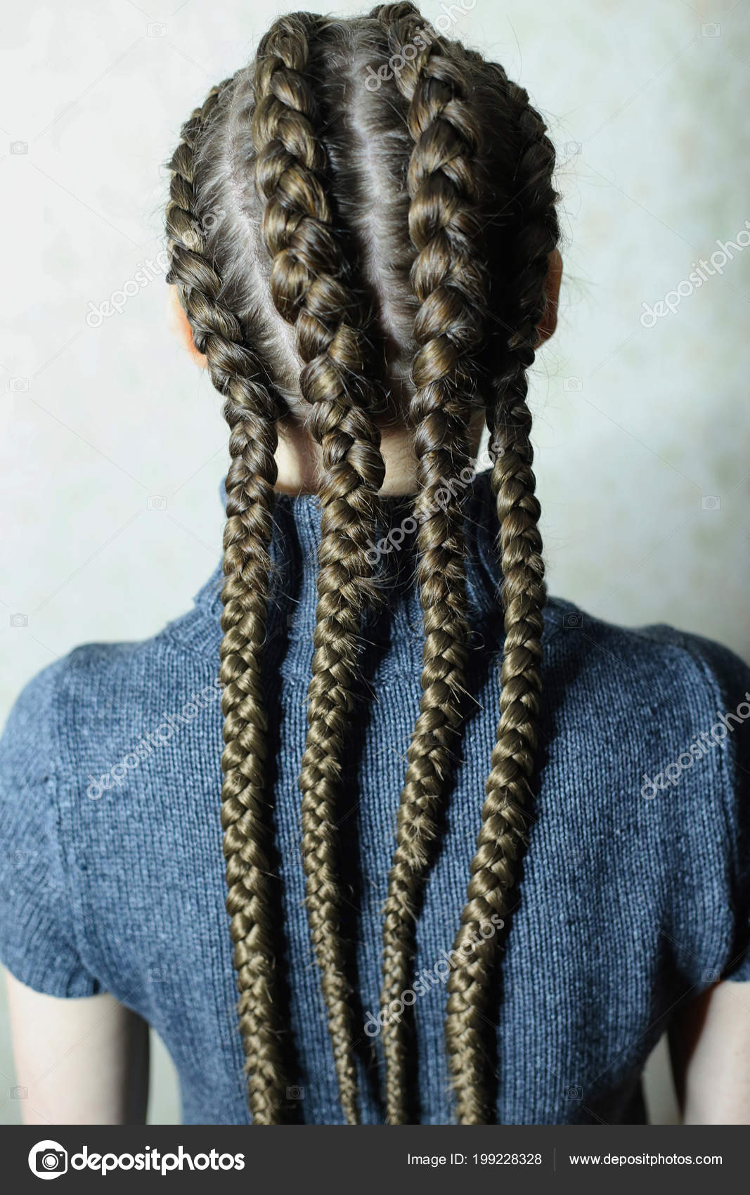 Four Braids Natural Shades Tone Hair Kanekalon — Stock Photo ...