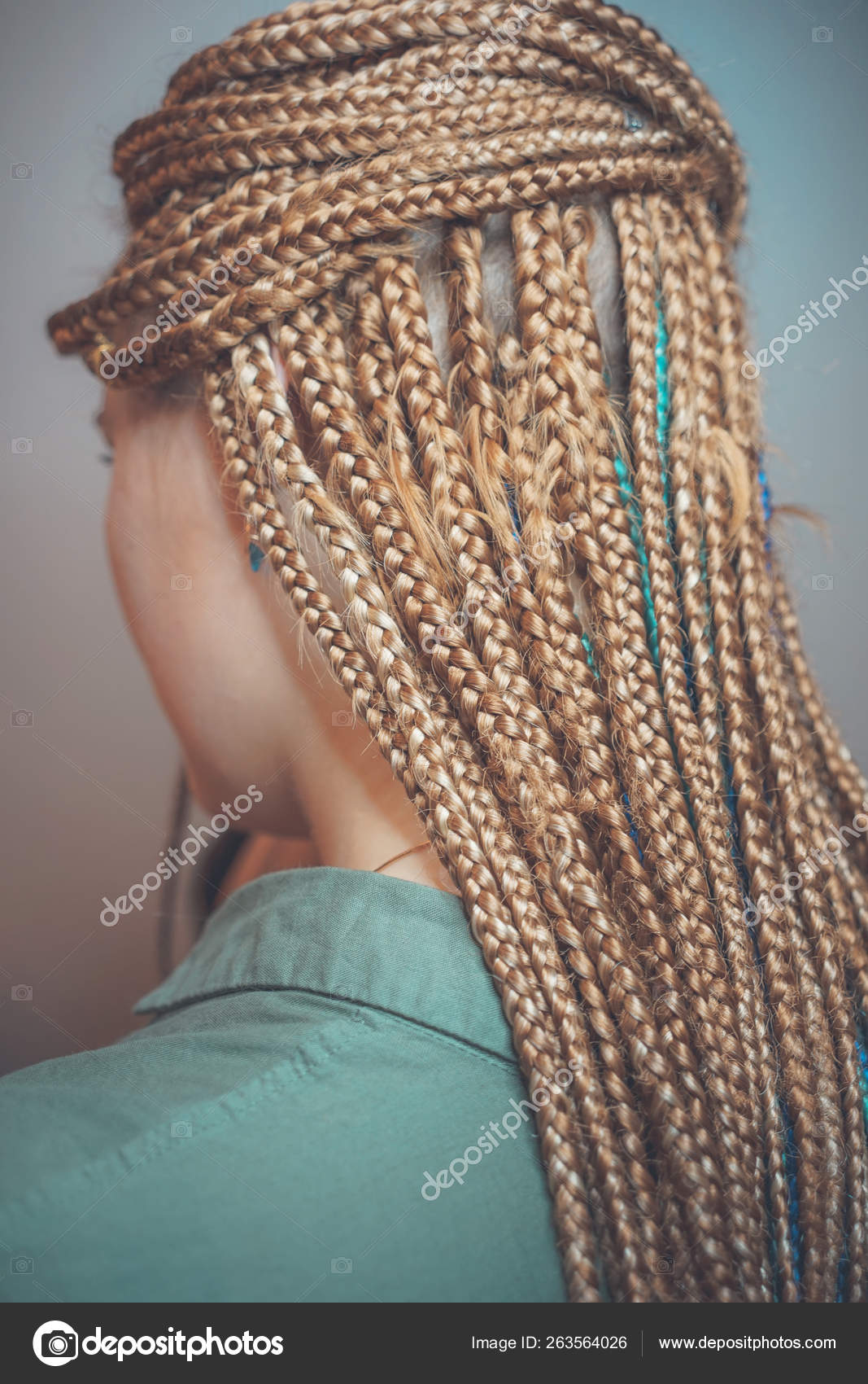 African braids, many thin braids a month later — Stock Photo ...