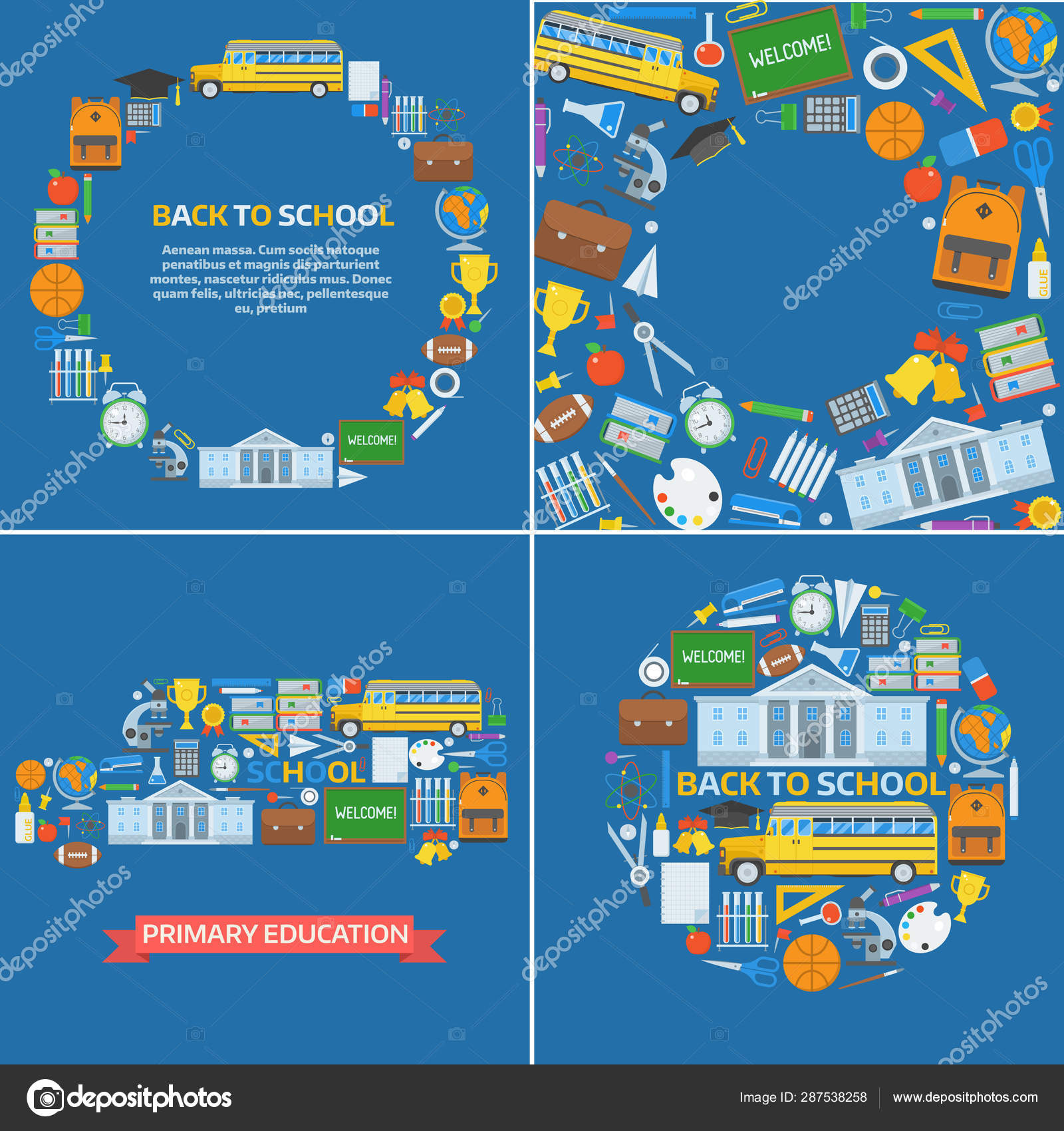 School and Education Cards and Leaflets Templates Stock Vector by ...