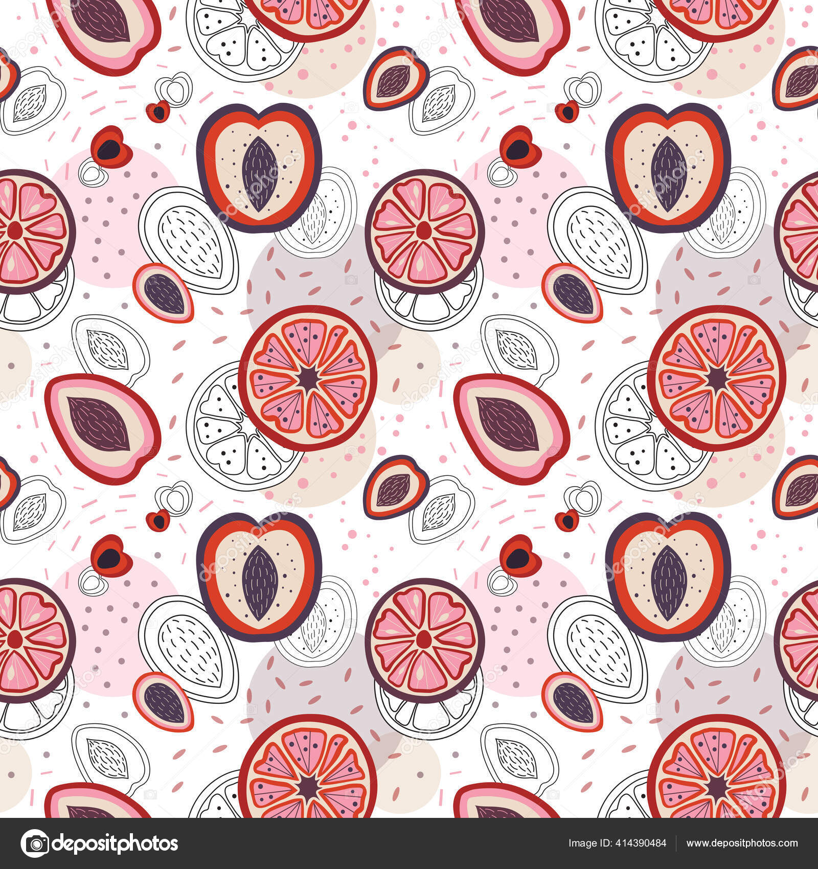 Half Cut Fruit Slices Pattern in Cartoon Stock Vector by ©krugli86 ...