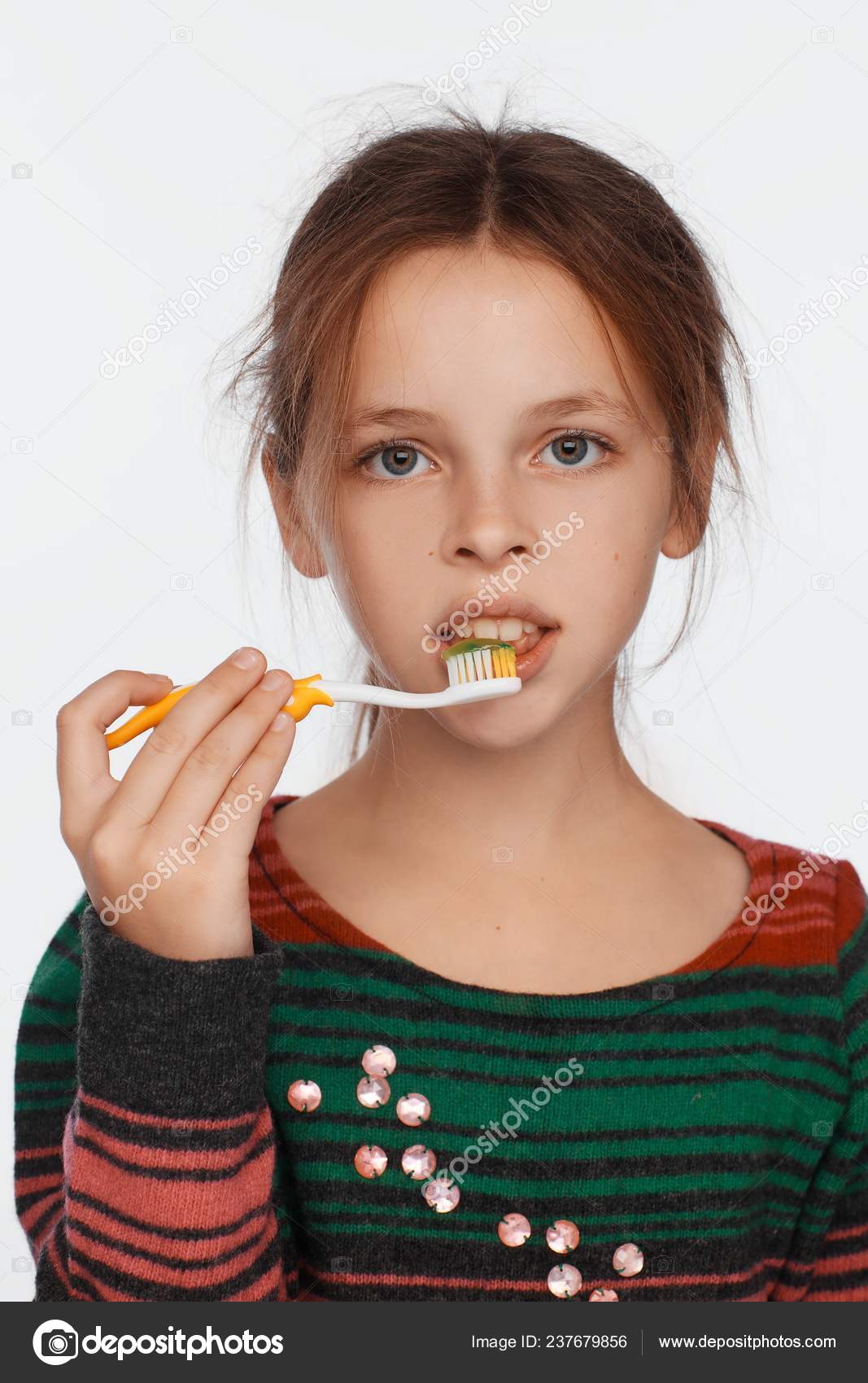 Portrait Eight Year Old Girl Who Brushes Her Teeth Toothbrush Stock ... Portrait Eight Year Old Girl Who Brushes Her Teeth Toothbrush Stock ...