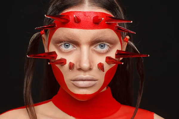 Portrait of an extraordinary model with creative makeup and hair ...