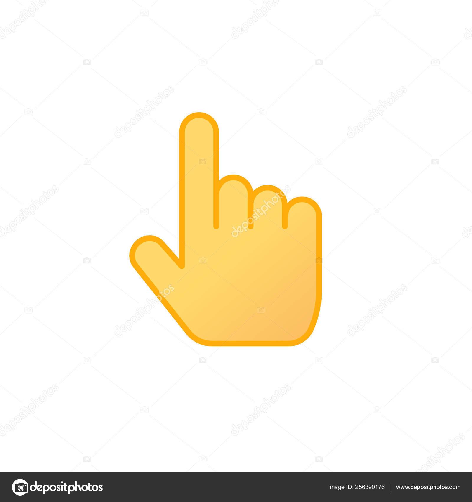 Zeigefinger-Vektor-Symbol, flache Cartoon-Linie Emoticon Daumen-Punkt ...