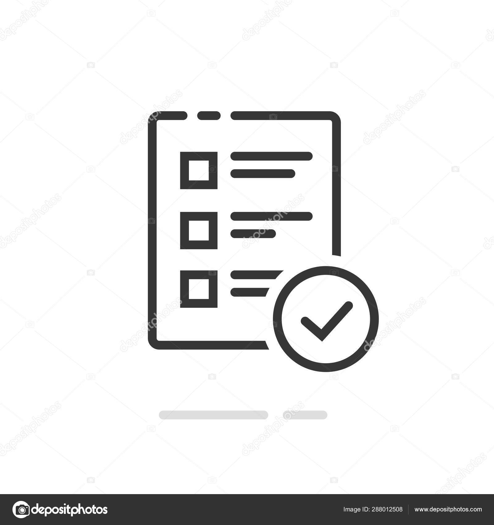 Survey or exam form paper sheet icon with answered quiz checklist and ...