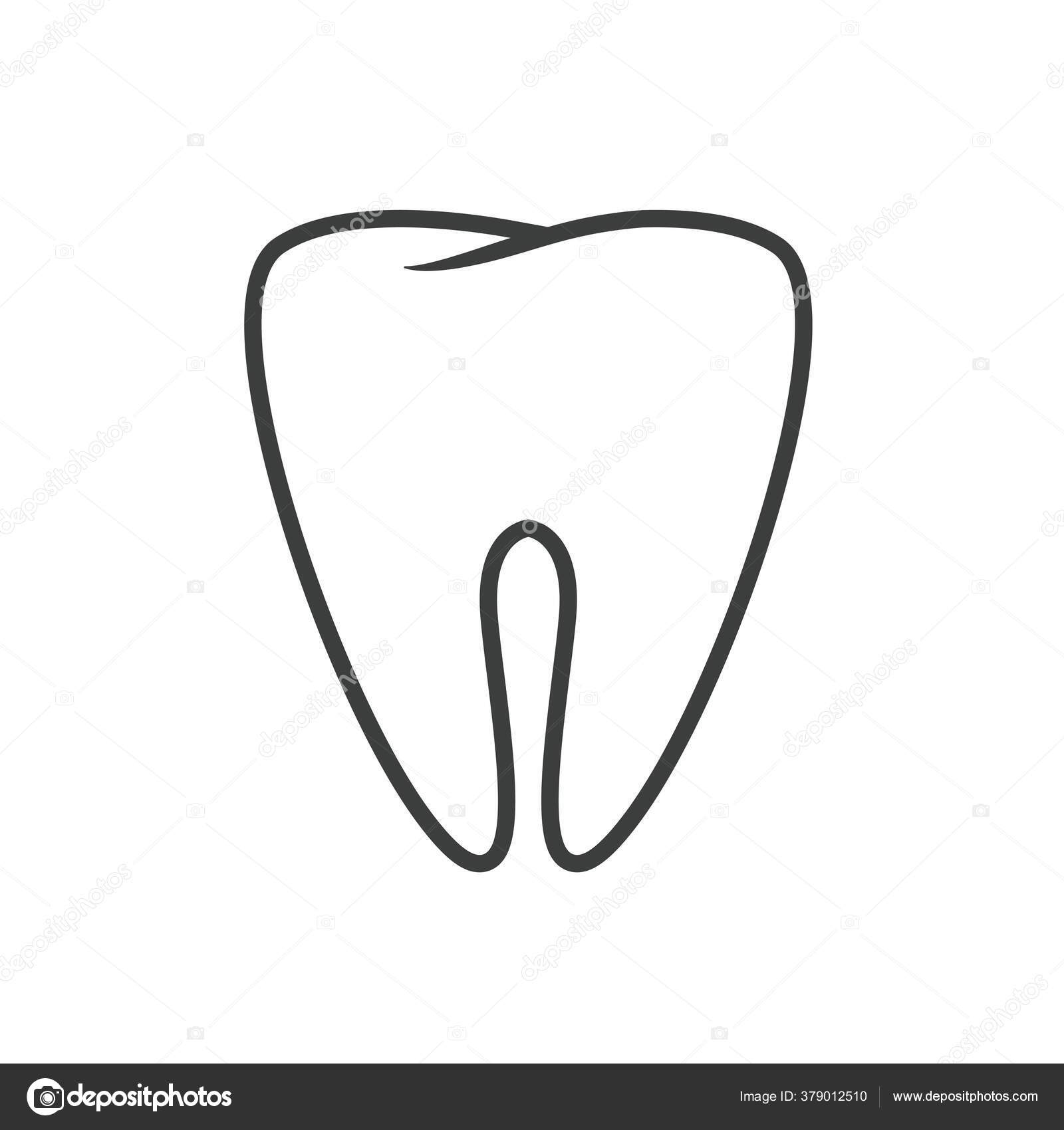 Diente icono vector o logotipo dental símbolo línea contorno arte ...