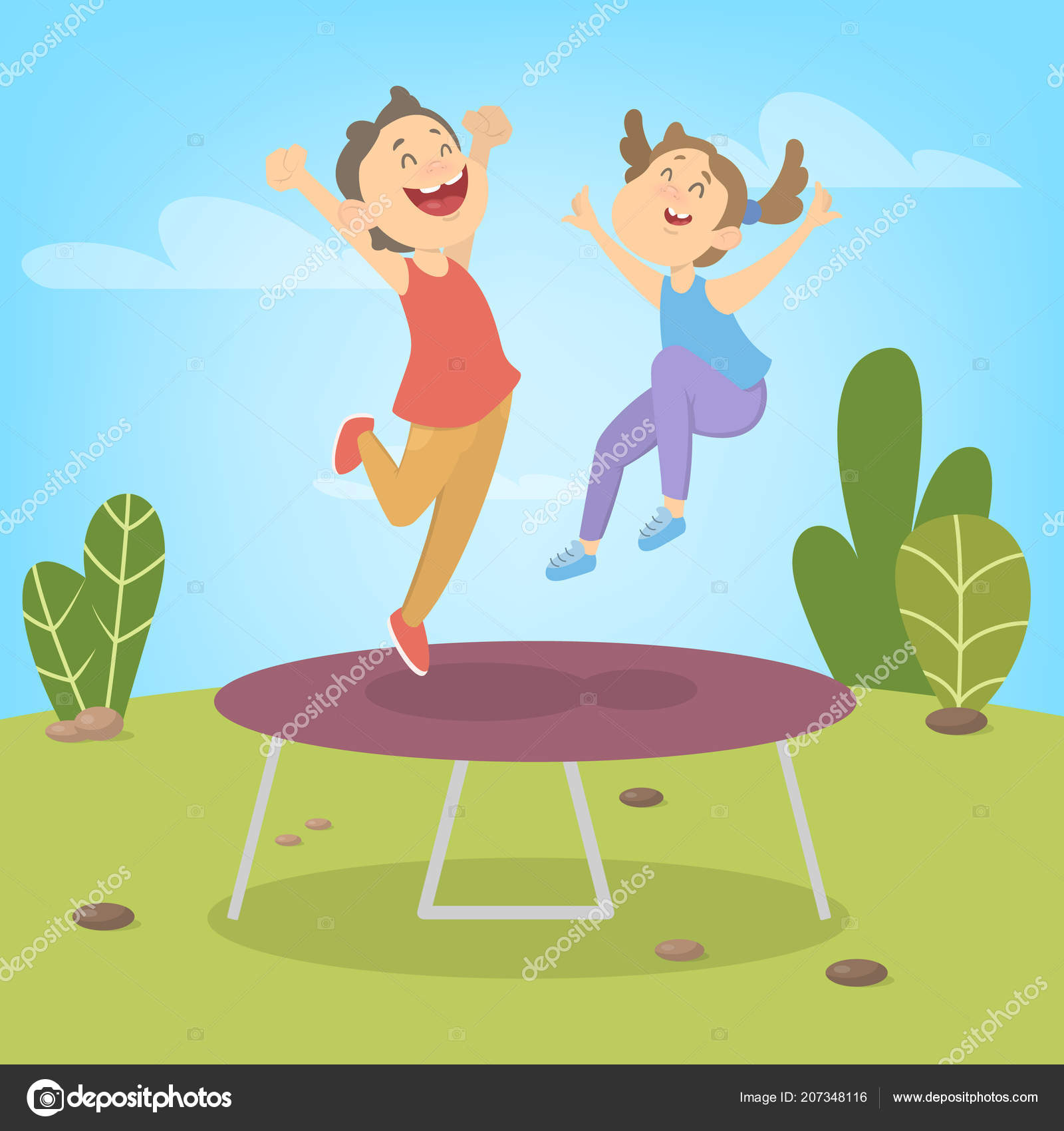 Kids jumping on trampoline — Stock Vector © inspiring.vector.gmail.com ...
