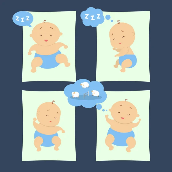 Vector Illustration Icons Baby Daily Routine Babies Sleeping Playing ...