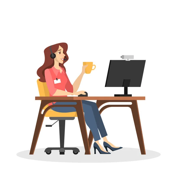 Vector Character Cartoon Comic Style Illustration Office Worker Girl ...