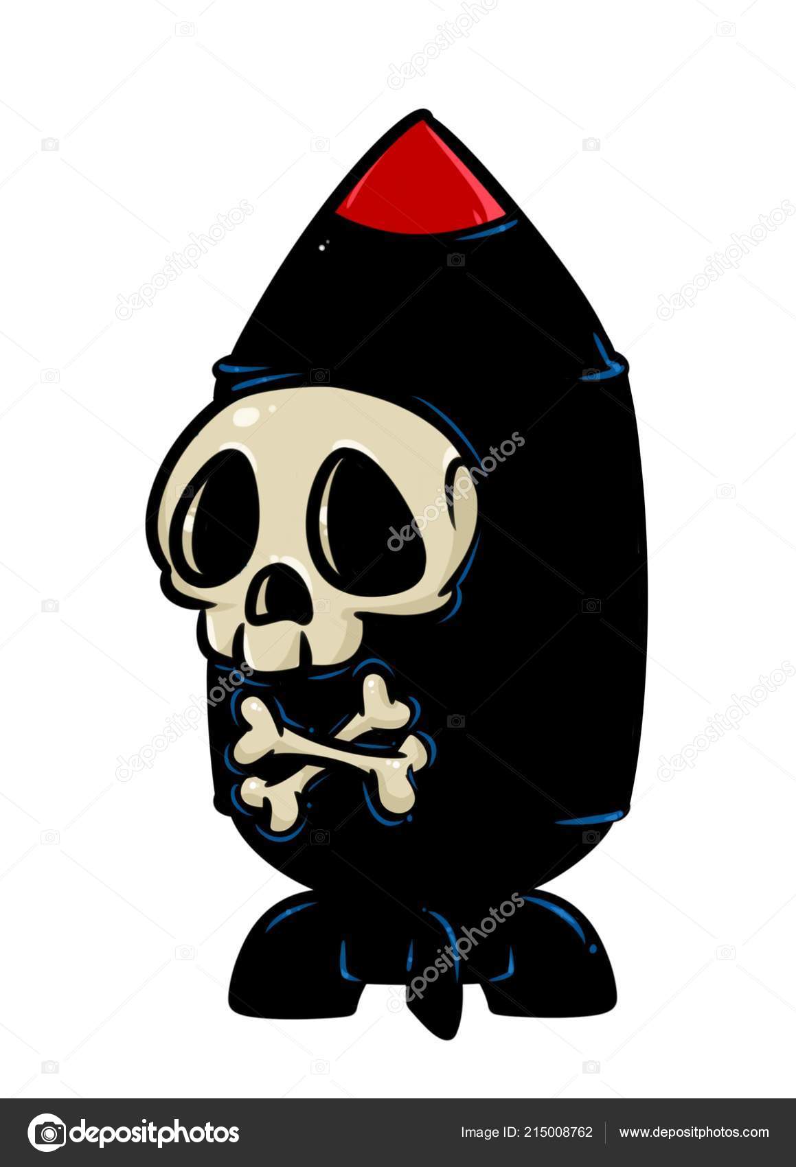 Rocket Dangerous Weapon Black Atomic Cartoon Illustration Isolated ...