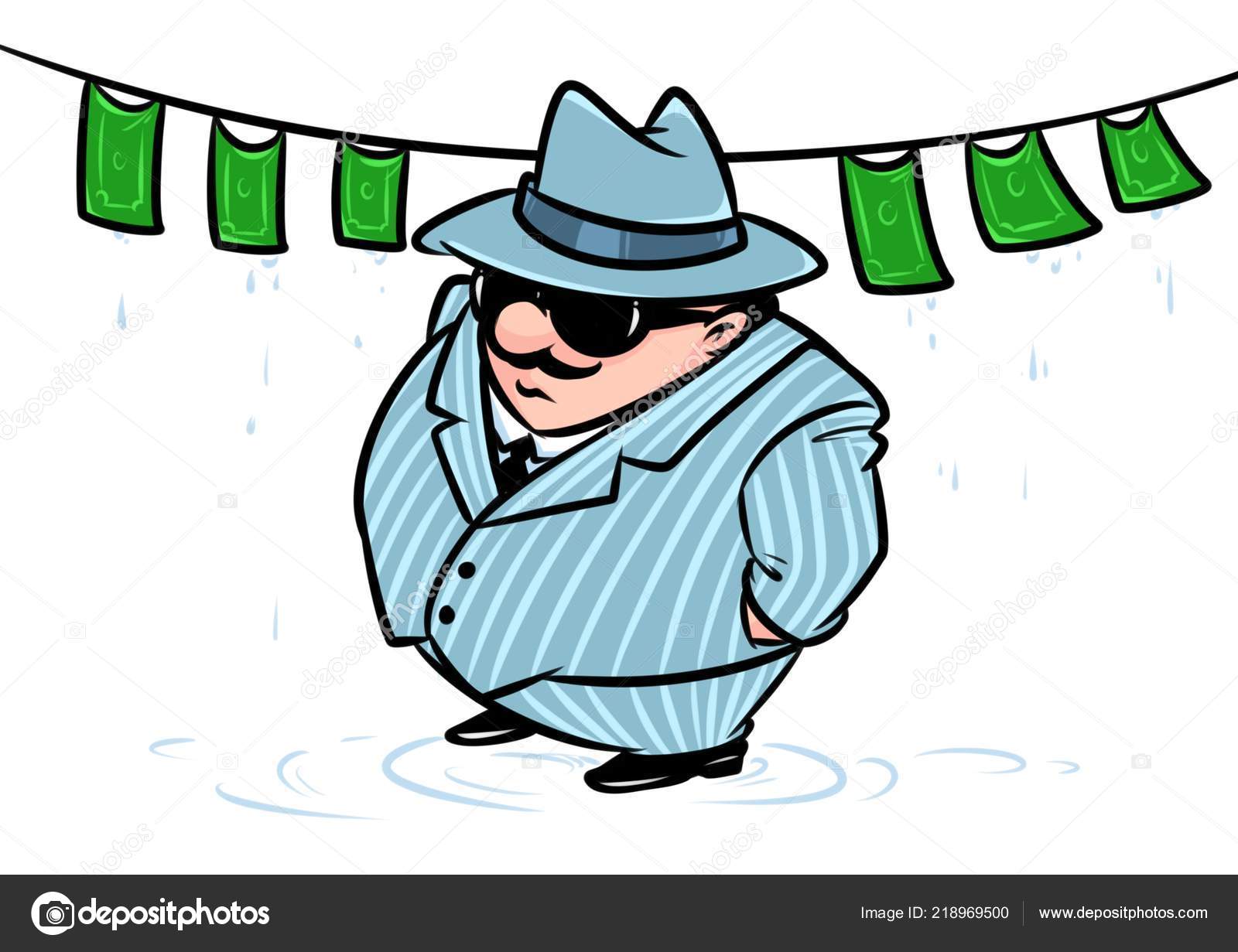 Mafia Boss Laundering Money Thug Financial Fraud Parody Cartoon ...