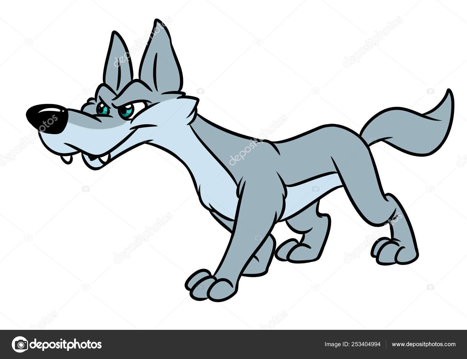 Gray Wolf Animal Character Predator Sneaking Cartoon Illustration ...