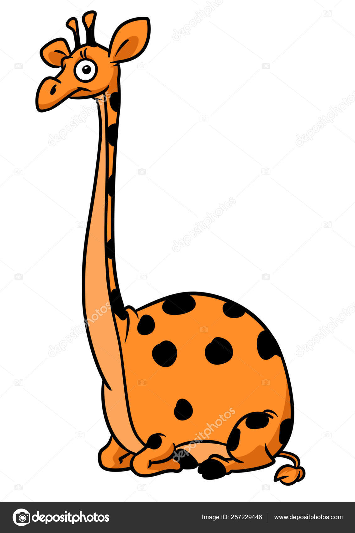 Fat Giraffe Sitting Animal Character Cartoon Illustration Isolated ...