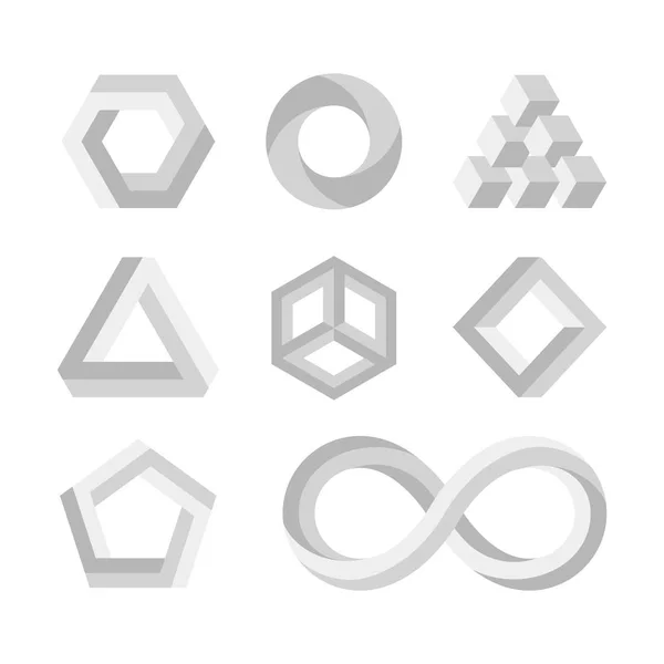 Abstract 3d Math Geometric Outline Shapes Vector Set Stock Vector Image