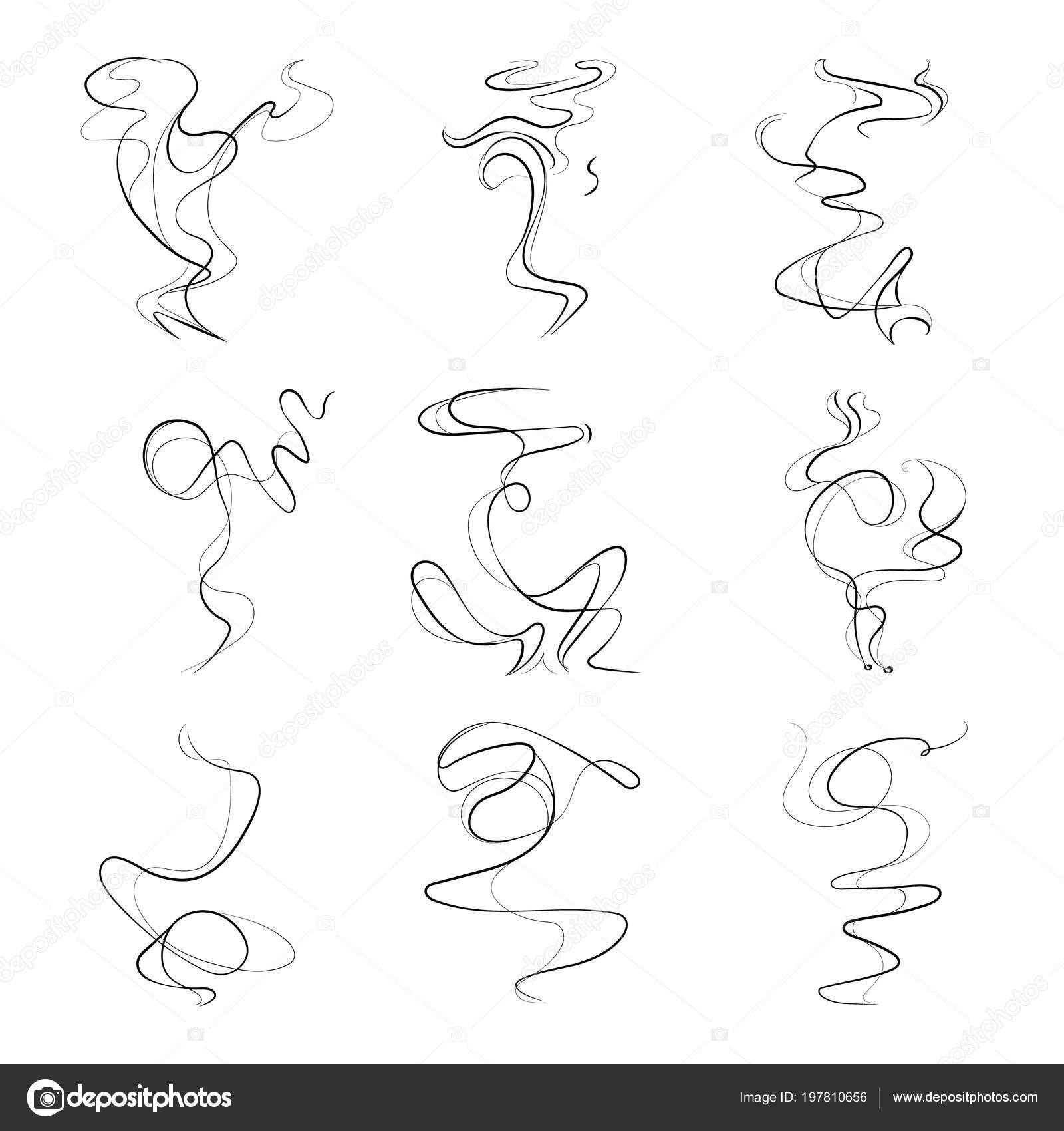 Smoke spiral lines, smoking smell, odor vector set — Stock Vector ...