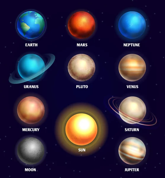 Solar system planets pictograms set — Stock Vector © macrovector #82164550