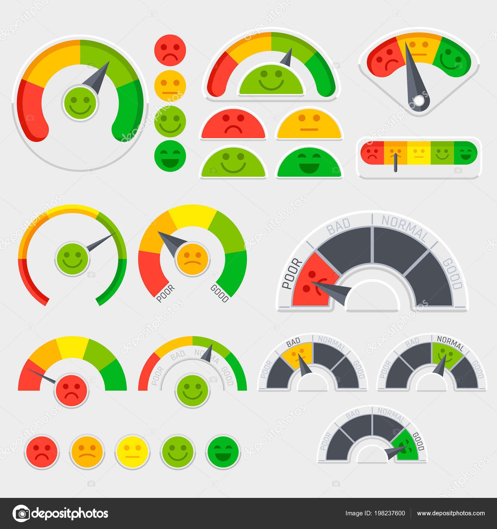 Customer satisfaction vector indicator with emotions icons. Client ...