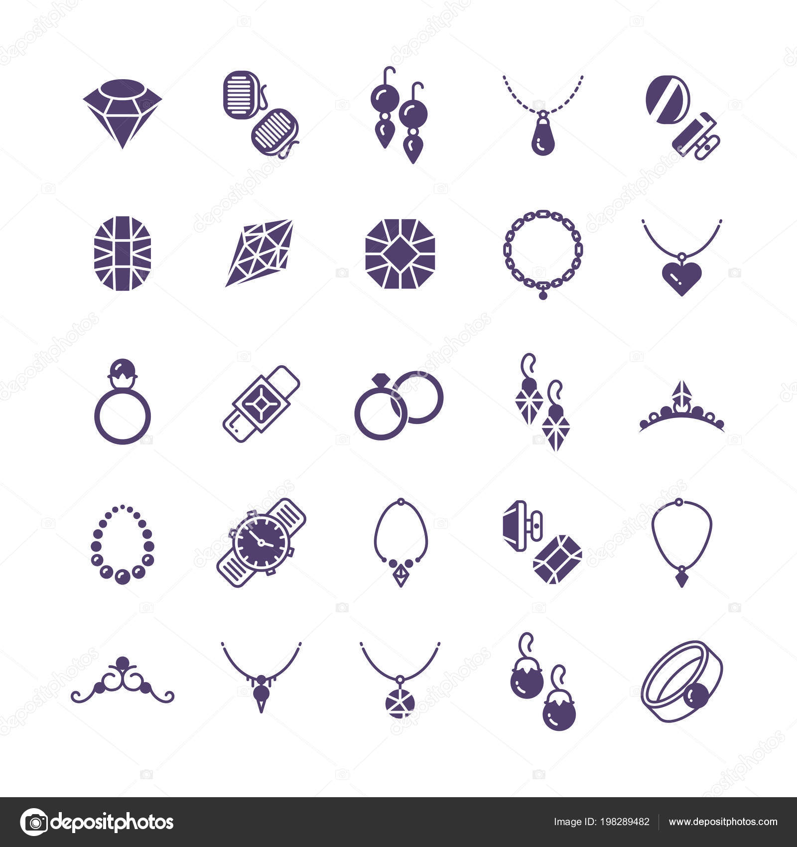 Jewelry silhouette | Jewelry vector silhouette icons set. Earrings with ...