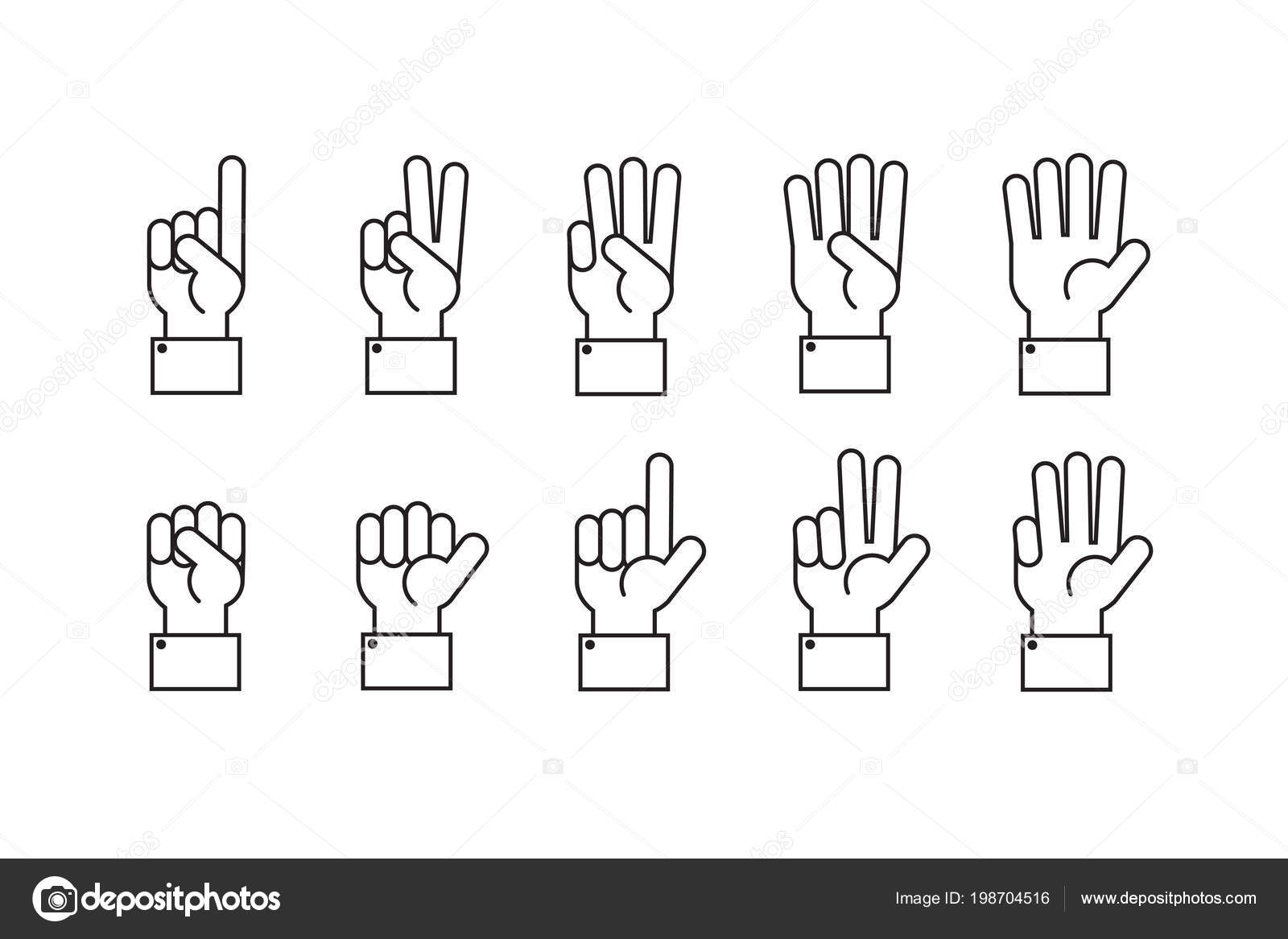 Hand with counting fingers vector line symbols Stock Vector Image by ...