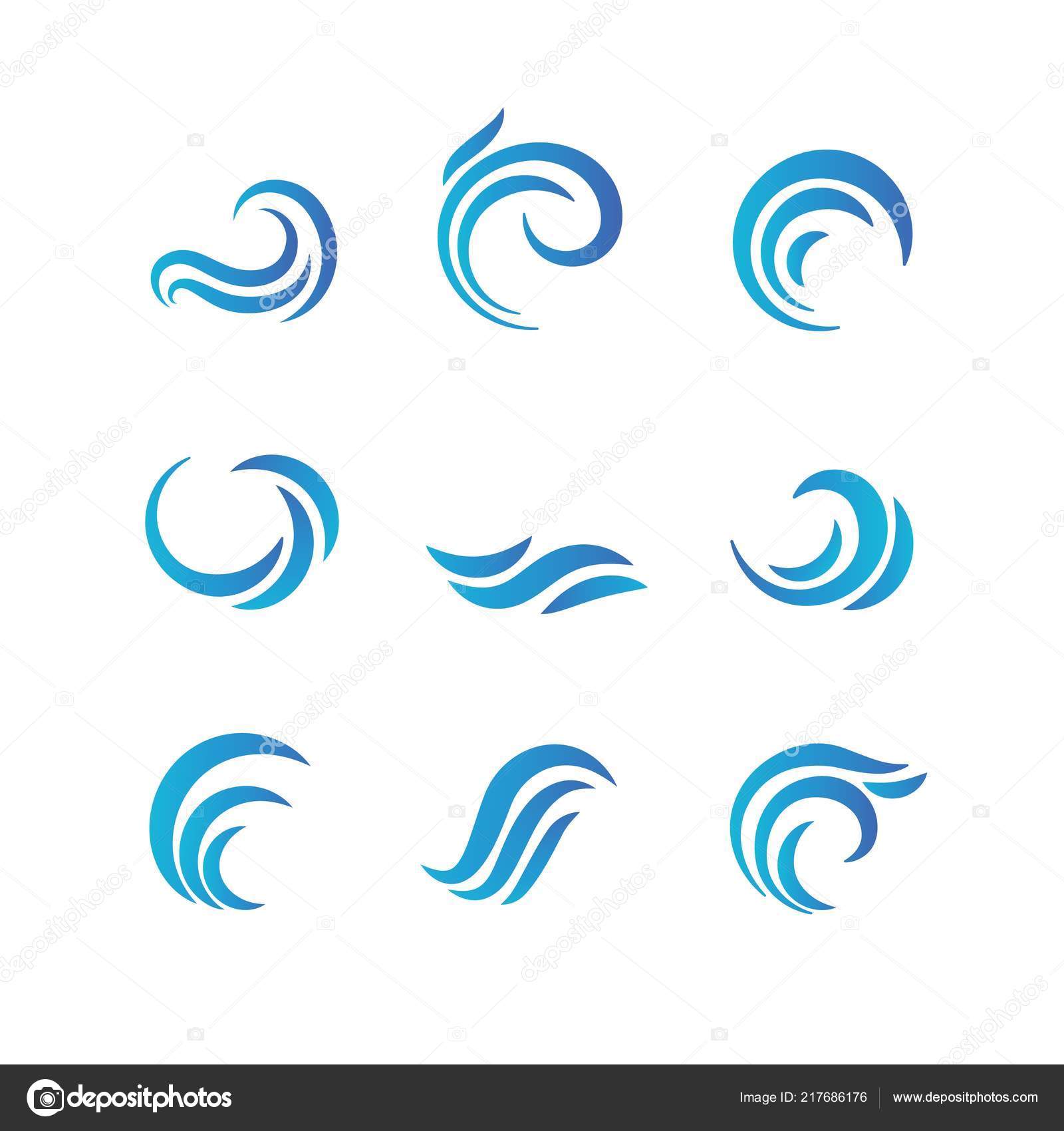 Wave emblems. Ocean water abstract vector isolated logos and symbols ...