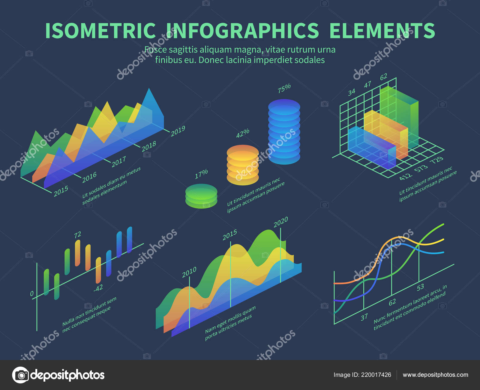 Isometric infographics. Presentation graphics, statistics data layer ...