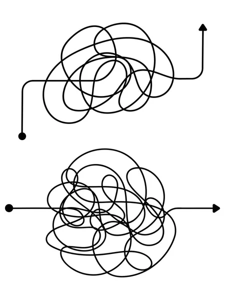 Confused process, chaos line symbol. Finding a way out, teamwork or ...
