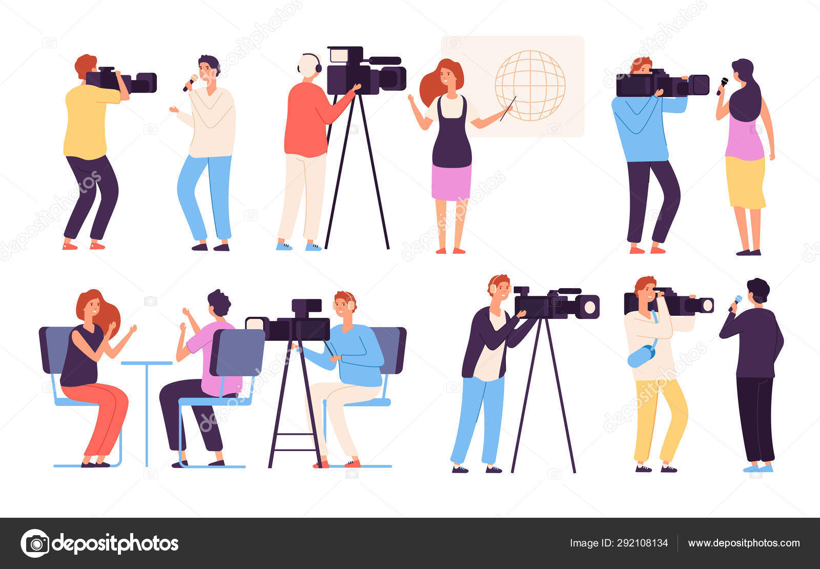 Journalist characters. Broadcaster news journalists director ...