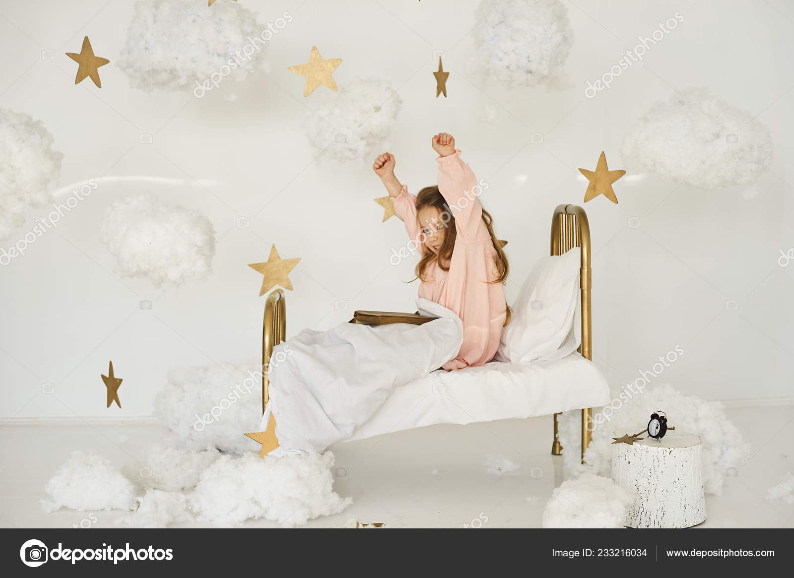 Little Princess Magic Wand Bed Cloud White Background Stock Photo by ...