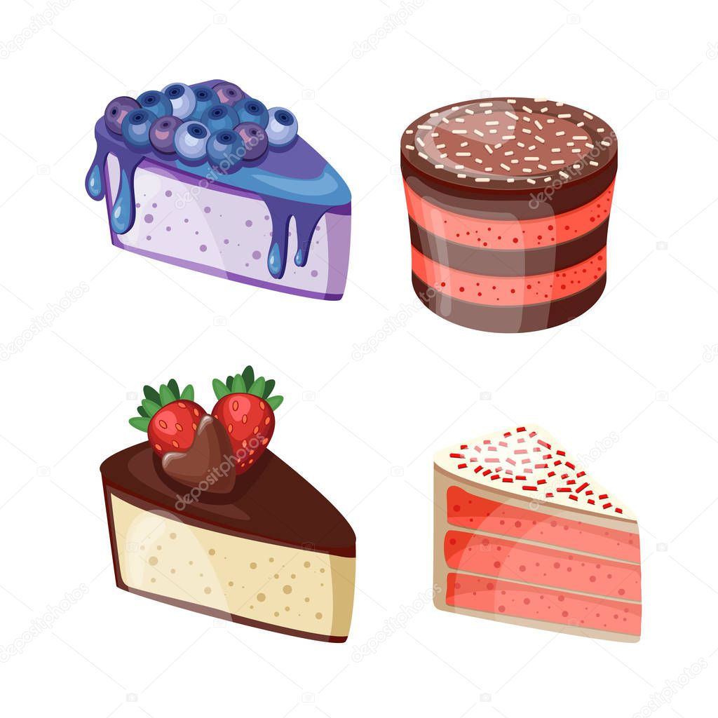 Orman meyveli renkli tatlılar seti. Farklı dolgular ile Çikolatalı kek ...