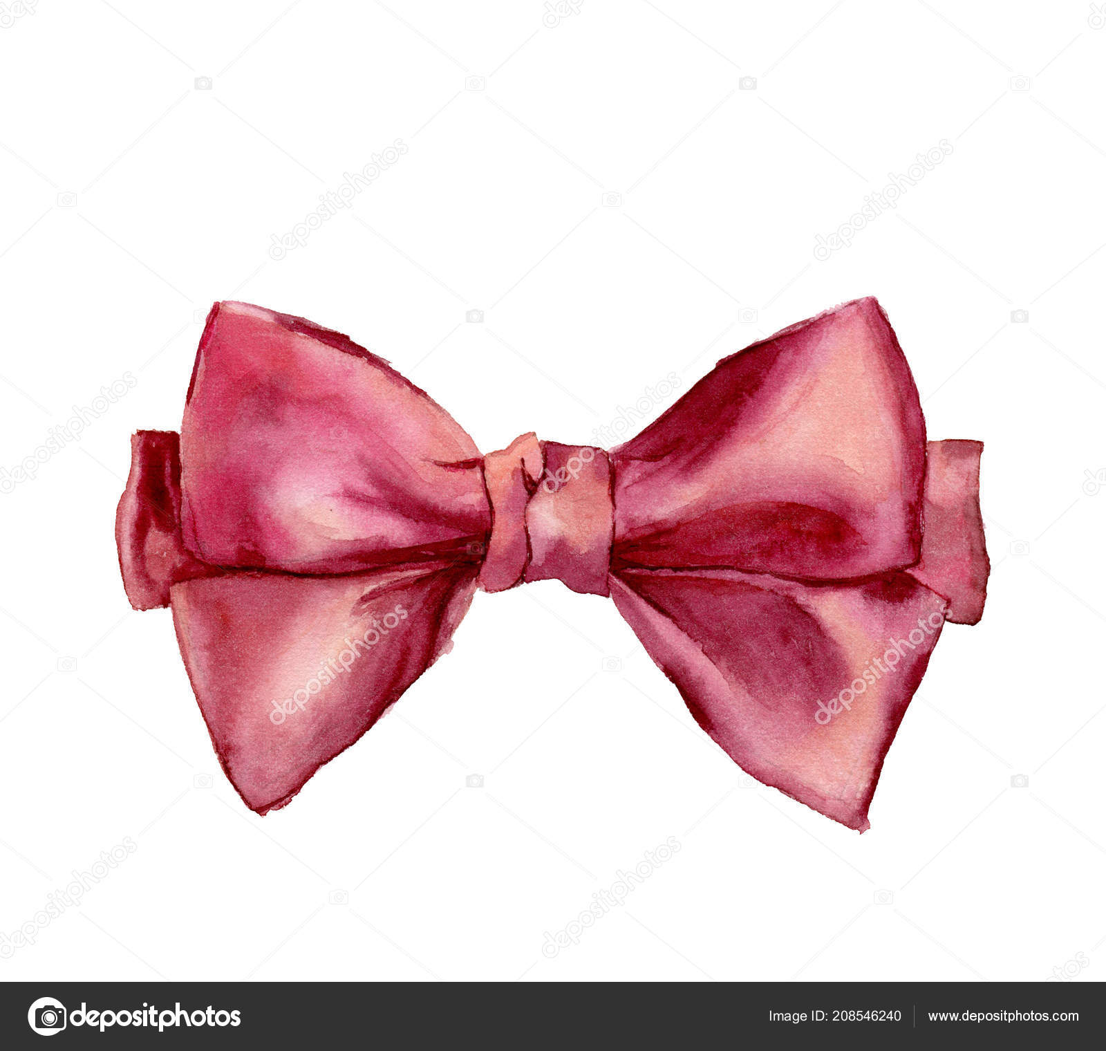 Watercolor pink bow | Watercolor pink bow. Hand painted gift bow ...