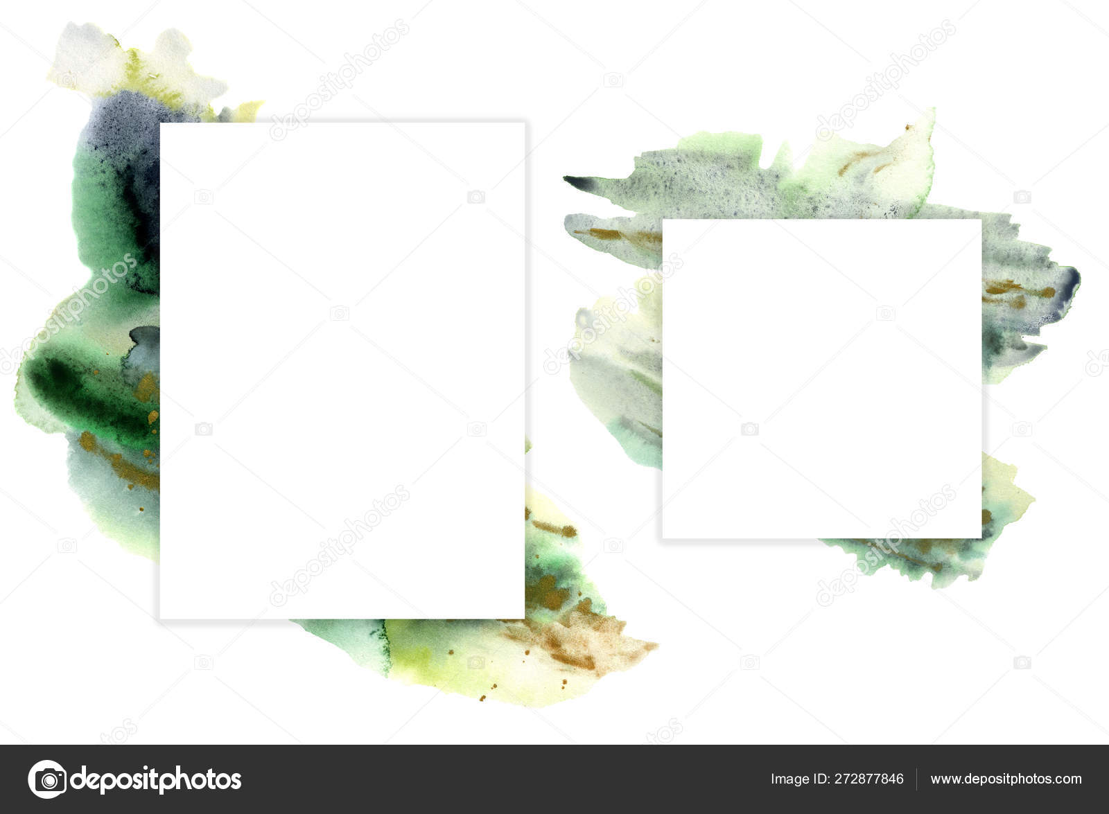 Watercolor green template card. Hand painted beautiful illustration for ...