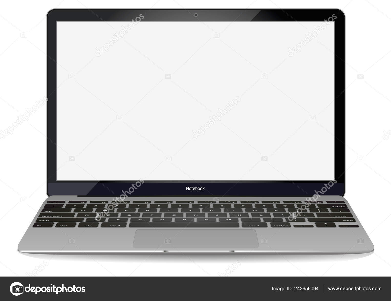 Mockup Blank Screen Front View Open Laptop Blank Screen Isolated Stock Vector by ©Kasheev 242656094
