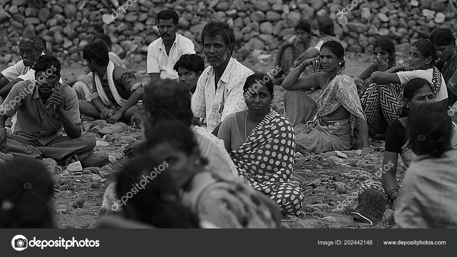 Indian Farmer People Sitting Paddy Field Nature Background – Stock ...