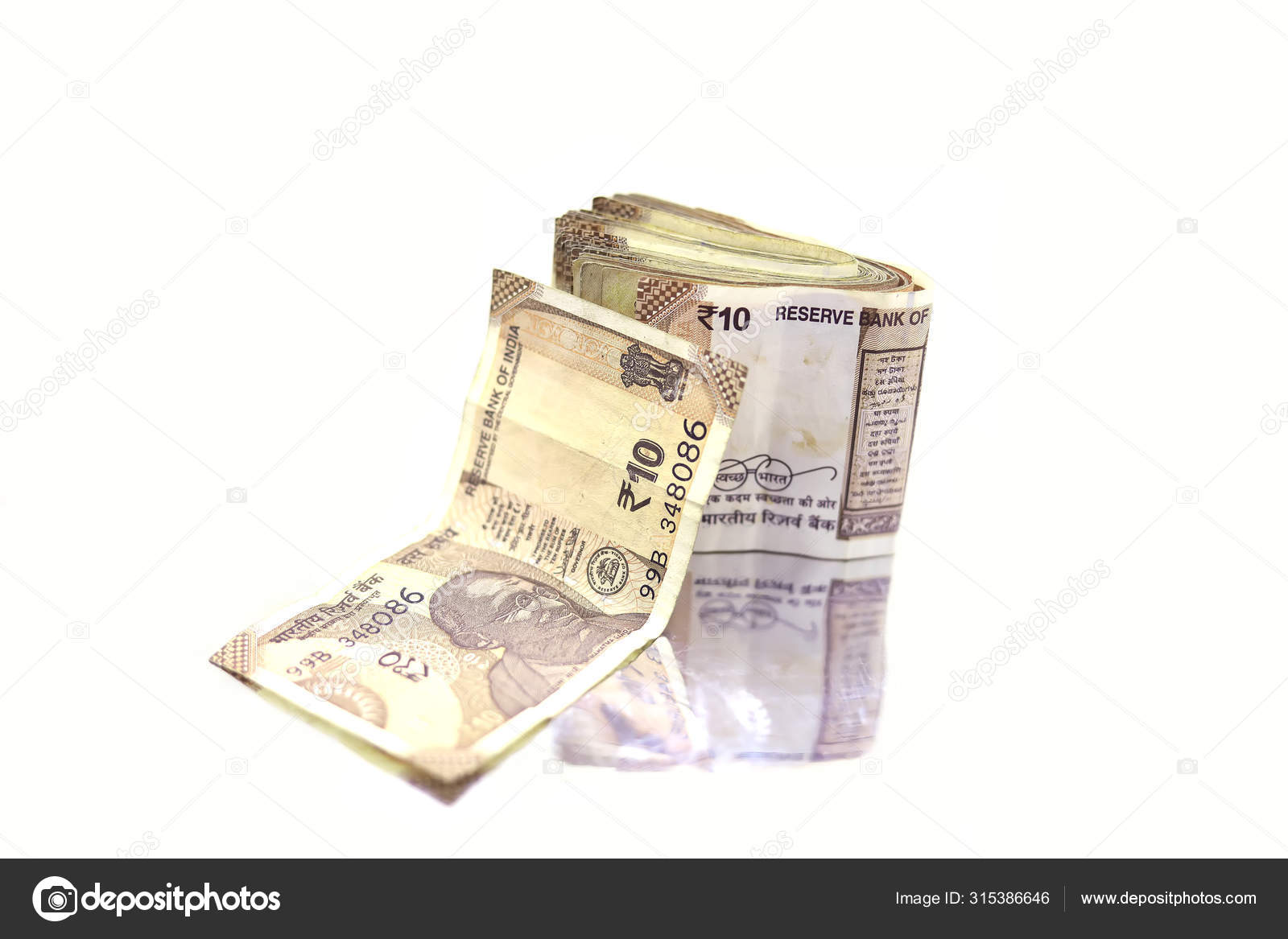 Ten rupee note (Indian Currency) isolated on a white background Stock ...