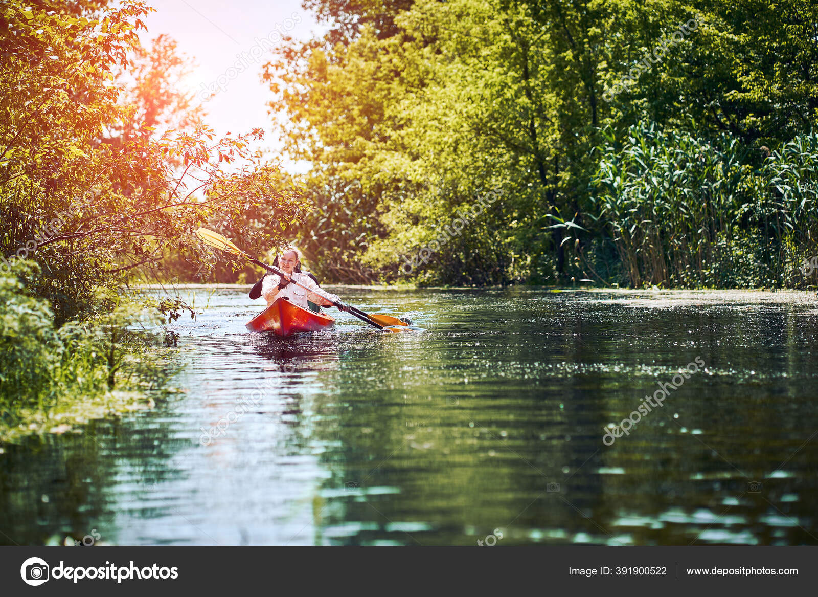 Group Young People Kayak Outing Rafting River Stock Photo by ©6okean ...