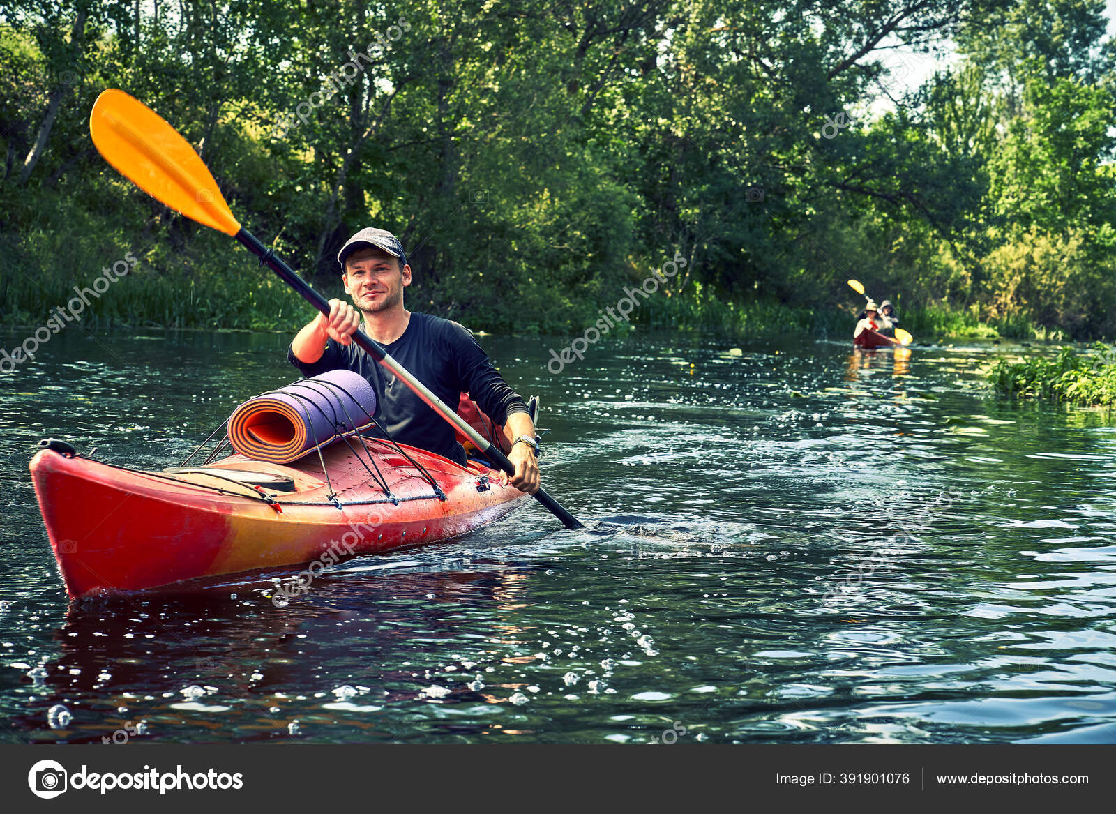 Group Young People Kayak Outing Rafting River Stock Photo by ©6okean ...