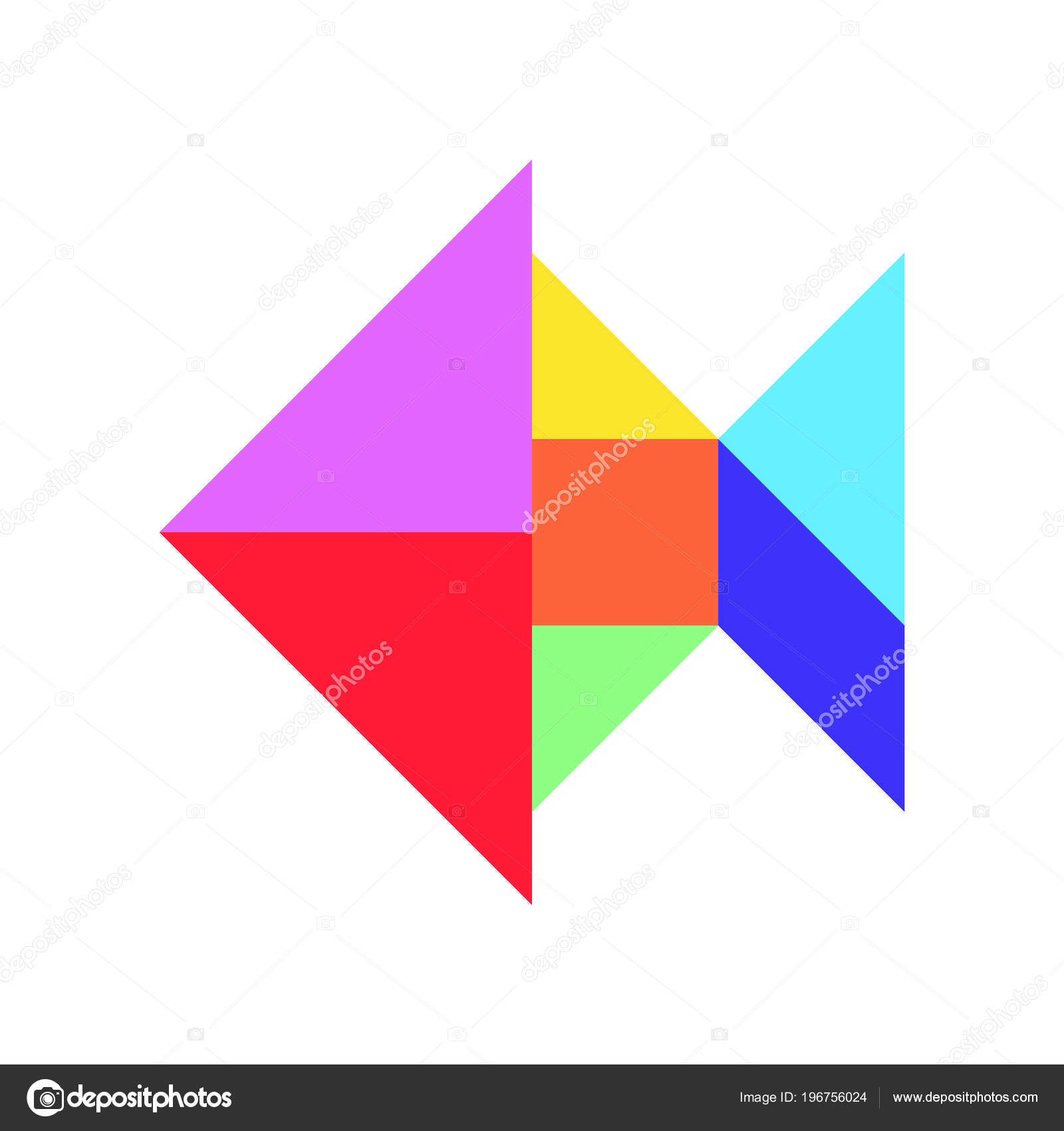 Color Tangram Fish Shape White Background Vector Stock Vector Image by ...