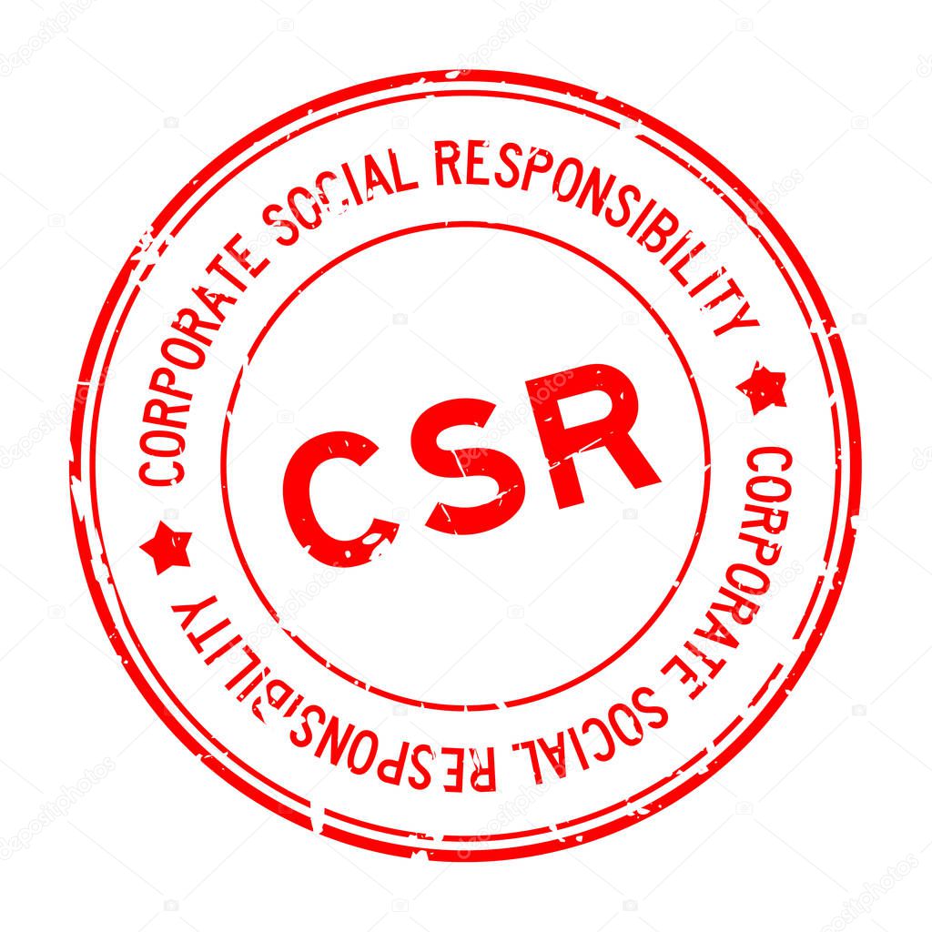 Grunge red CSR Palabra de responsabilidad social corporativa sello de ...