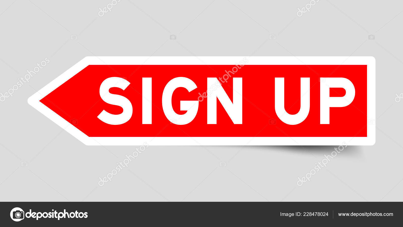 Arrow Shape Red Color Sticker Word Sign Gray Background Stock Vector By © 228478024
