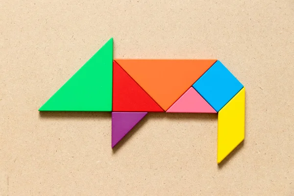 Color Tangram Puzzle Duck Swan Goose Shape Wood Background Stock Photo ...