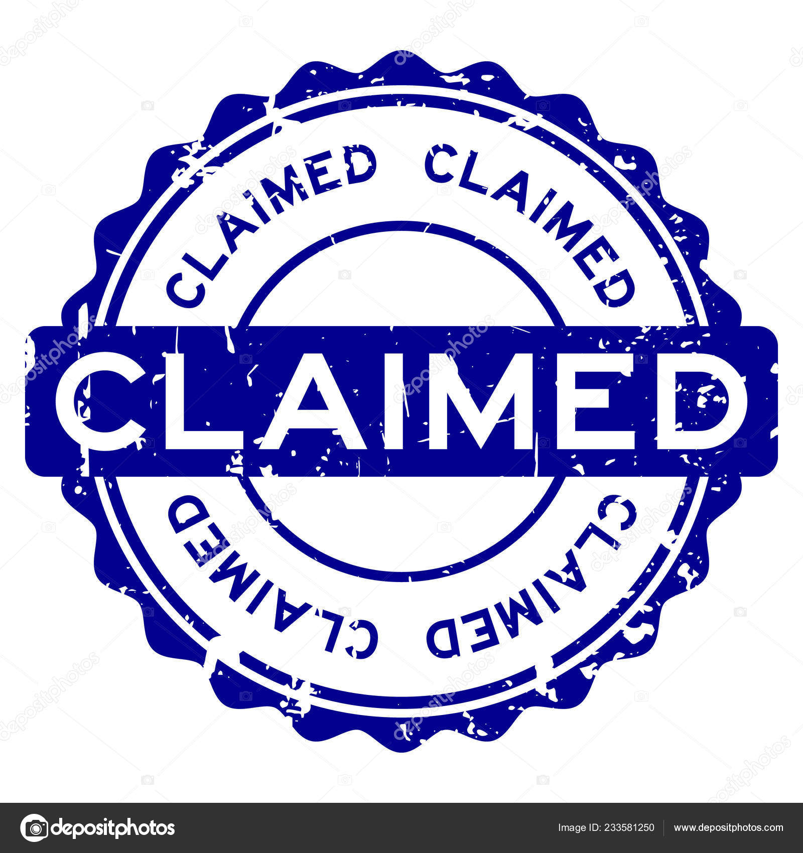Grunge Blue Claimed Word Rubber Seal Stamp White Background Stock ...