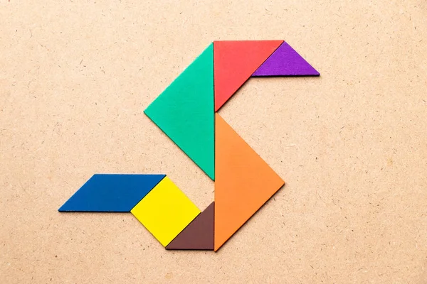 Color Tangram Puzzle Duck Swan Goose Shape Wood Background Stock Photo ...