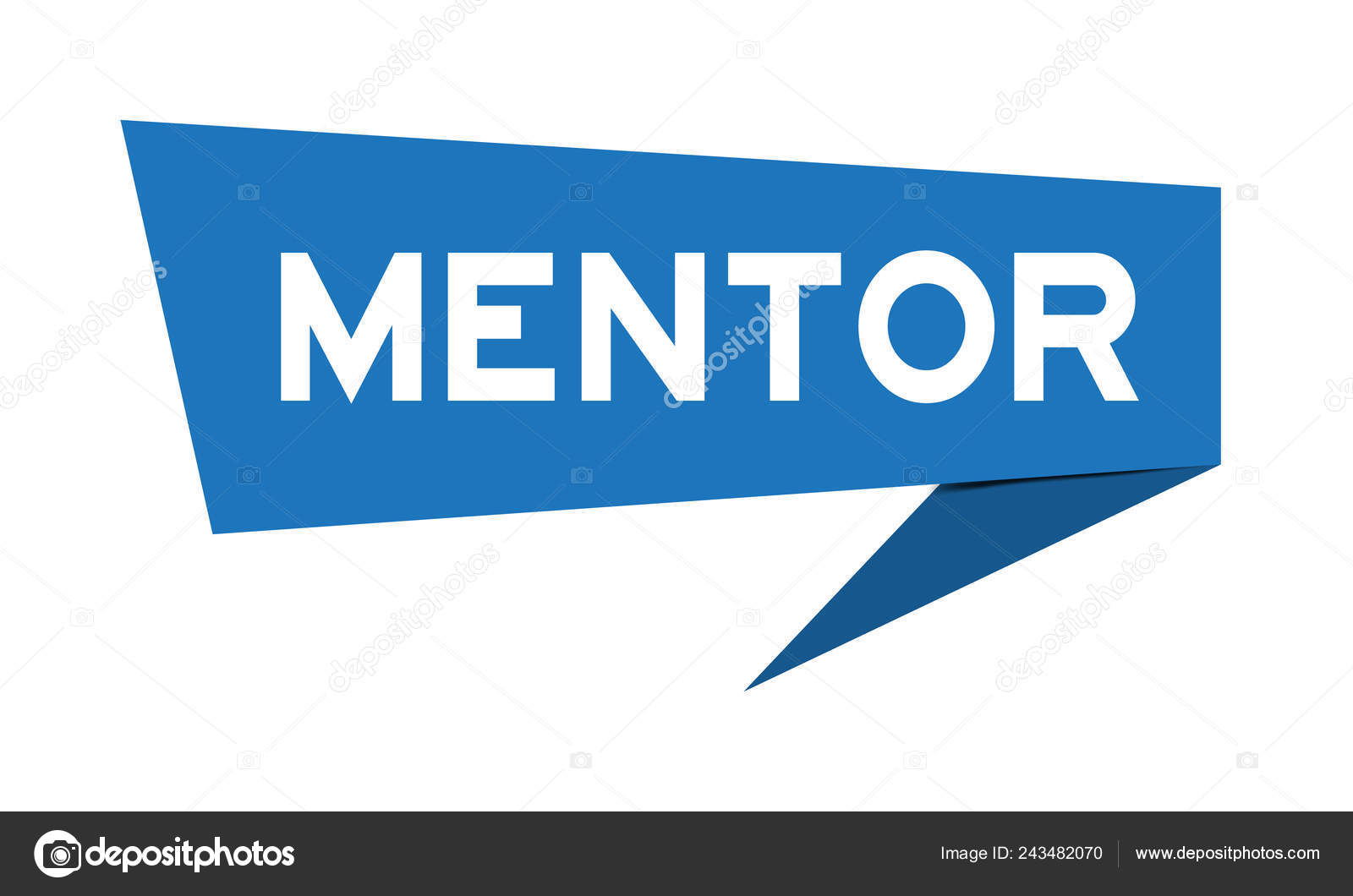 Blue Paper Speech Banner Word Mentor White Background Vector Stock ...