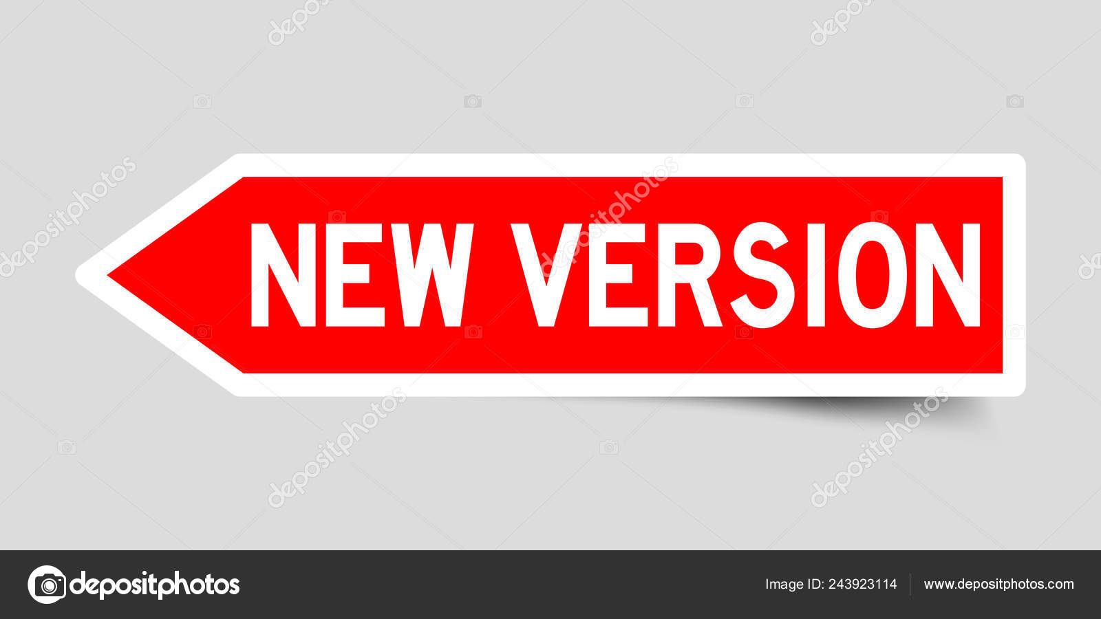 Label Sticker Red Color Arrow Shape Word New Version White Stock Vector ...
