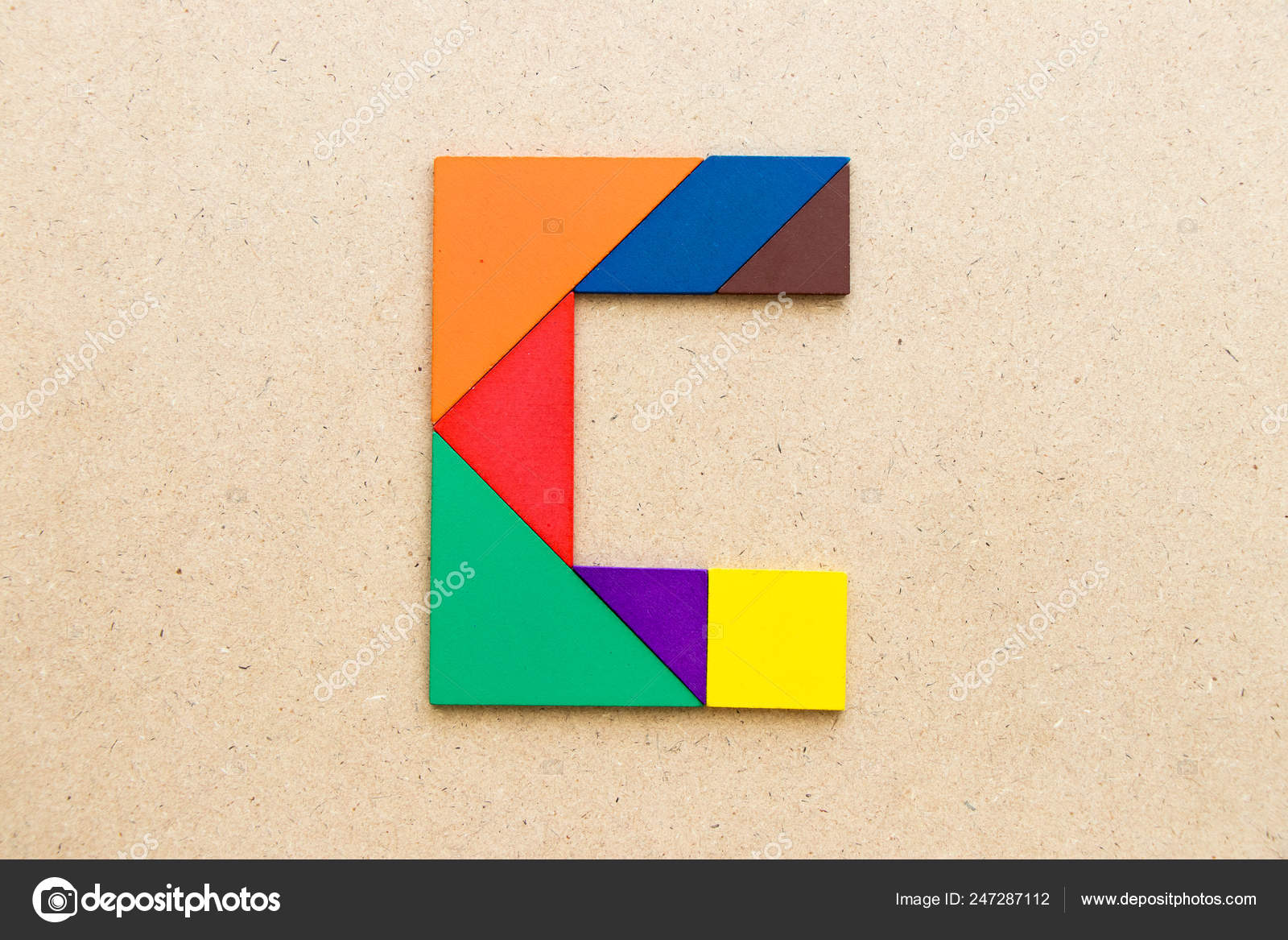 Tangram Puzzle Alphabet Letter Shape Wood Background Stock Photo by ...